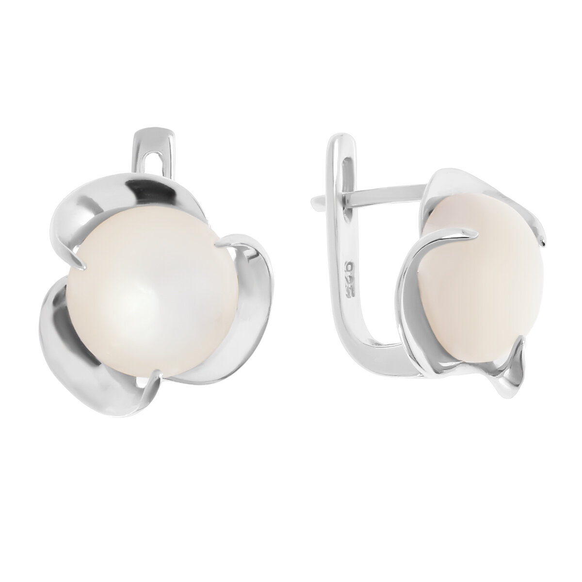 Серьги, серебро, 925 проба, родирование, перламутр