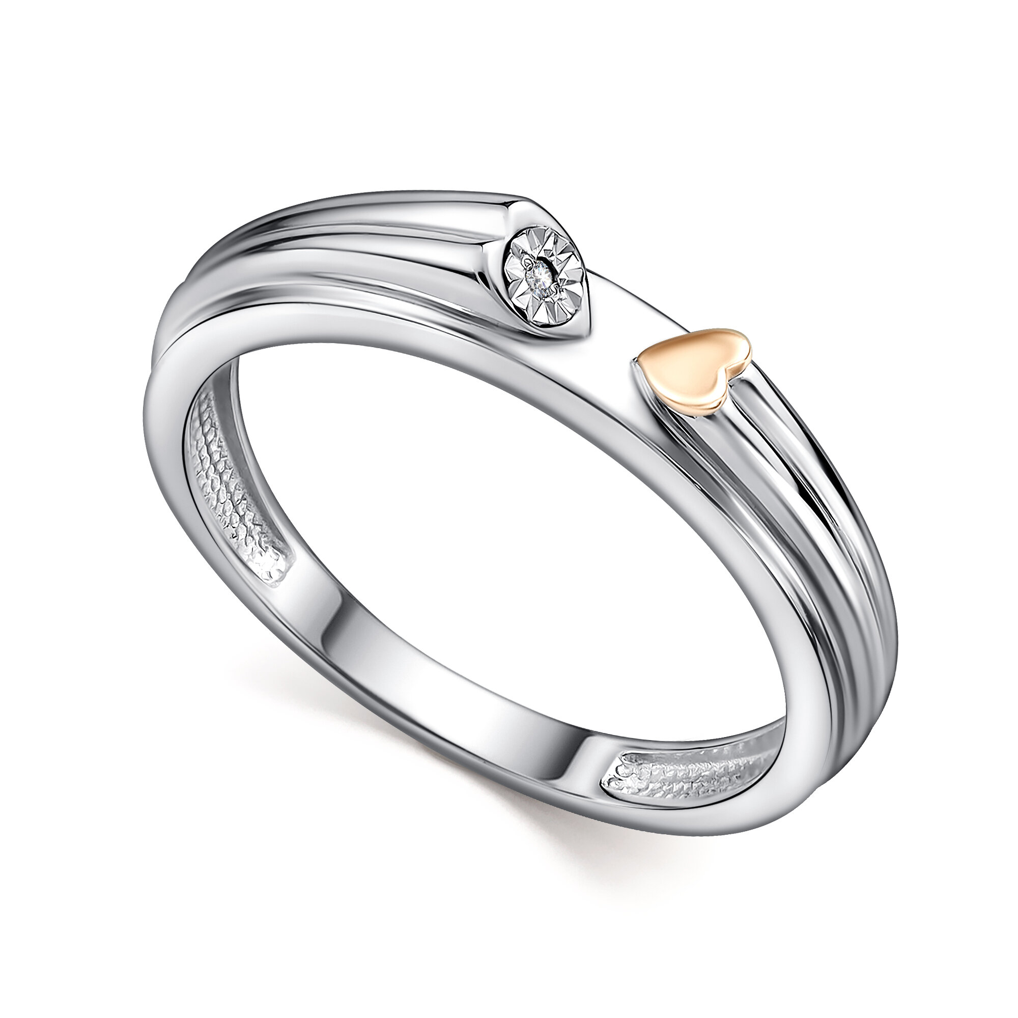 Кольцо, серебро, 925 проба, родирование, бриллиант