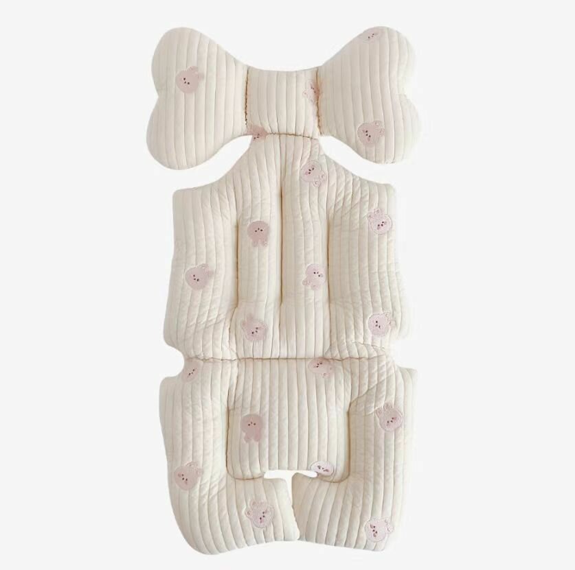 Корейская новая коляска для детей 2025 года с вышитым подушком, утолщенная хлопковая подушка для осени и зимы