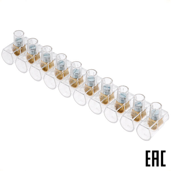 Блок B60 клеммный 10 торцевых винтовых клемм 2,5-6,0 кв. мм прозрачный Imet (2 шт. в комплекте)