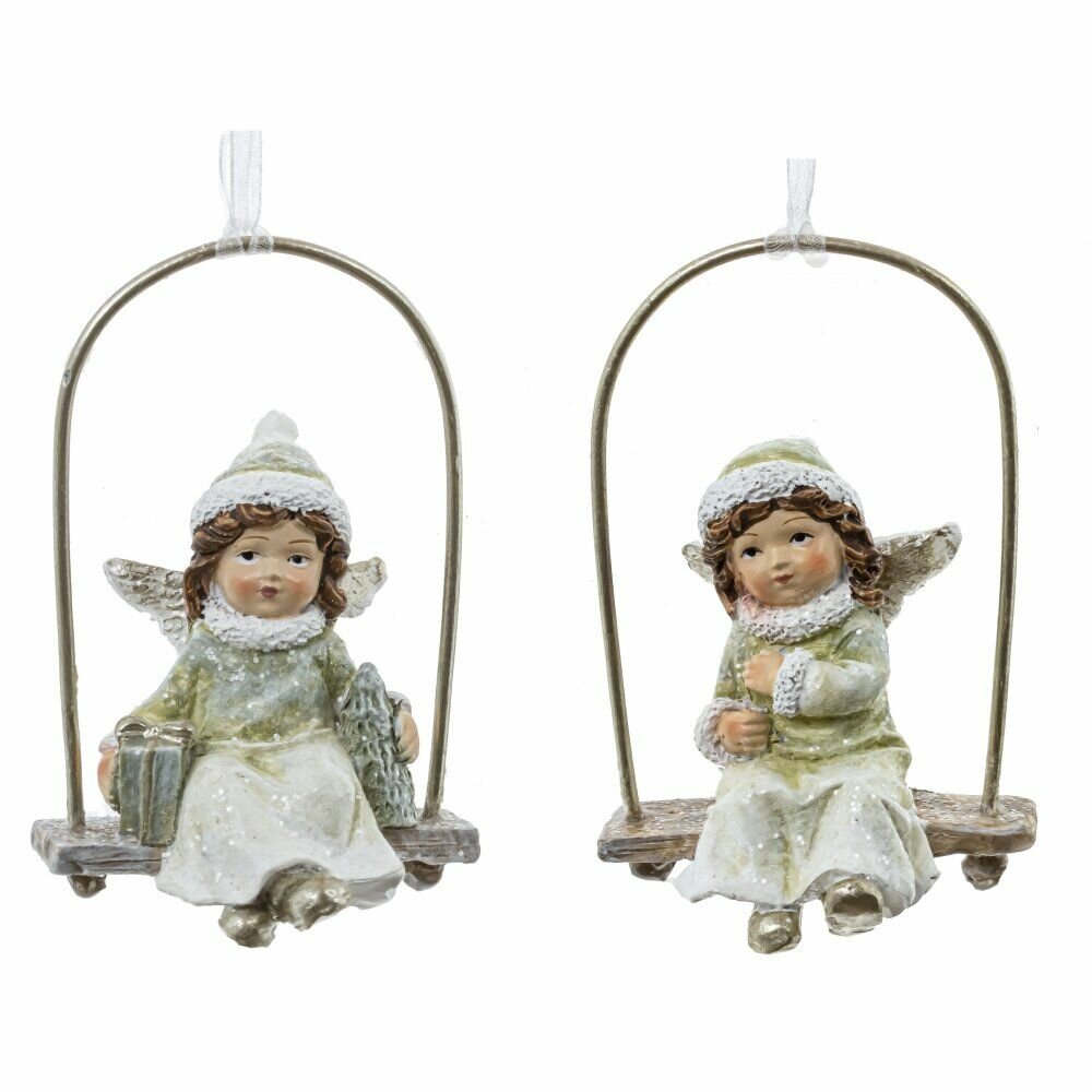 Изделие декоративное подвесное "Девочка на качелях", 5х4х8 см, 2 вида, 1 штука
