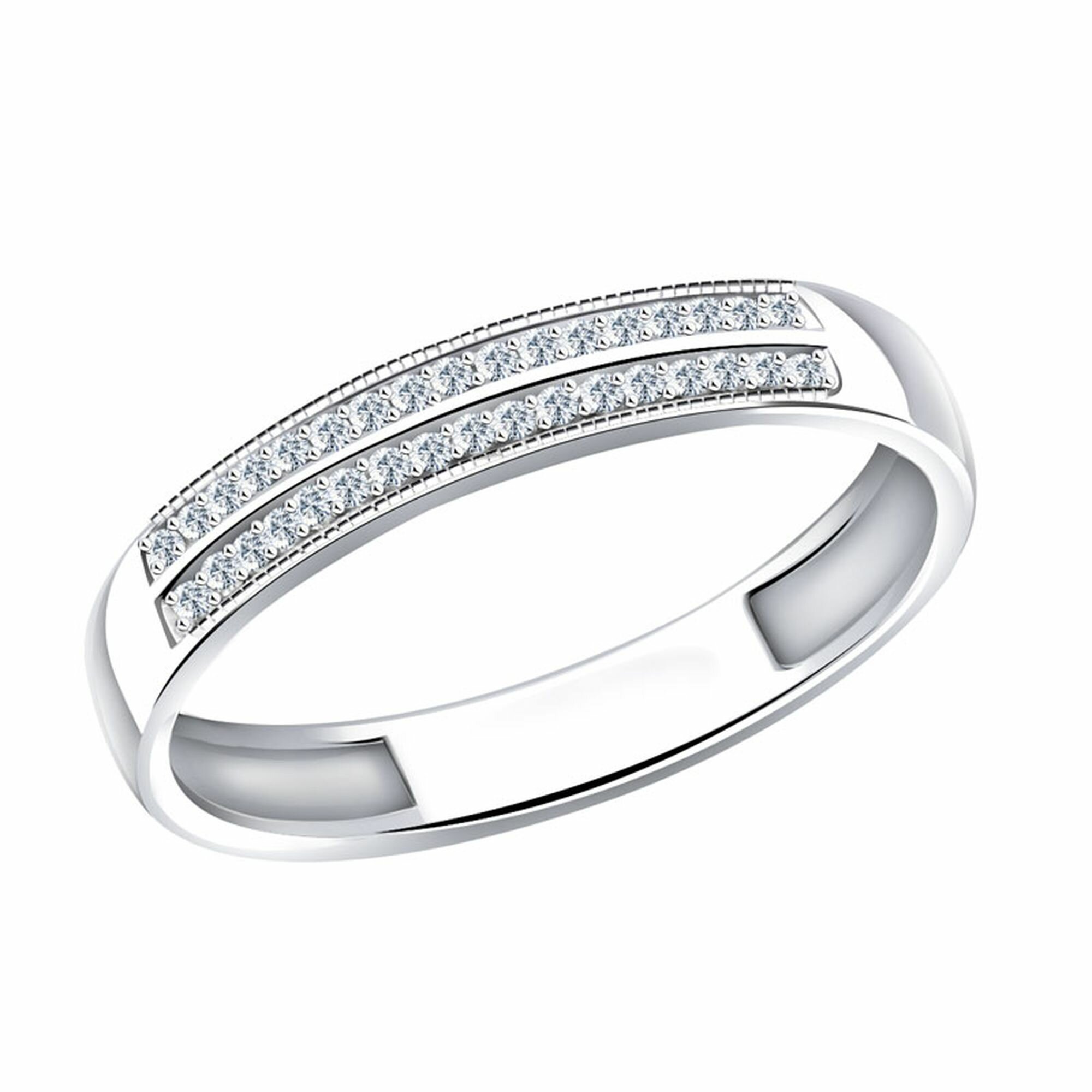 Кольцо обручальное, белое золото, 585 проба, бриллиант