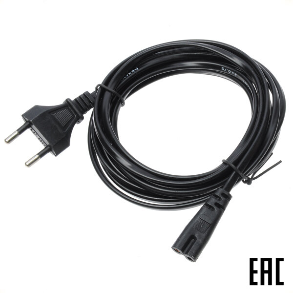 Шнур Rexant 11-1107 питания сетевой вилка-разъем С7 2х0,75 кв. мм 3м черный (2 шт. в комплекте)