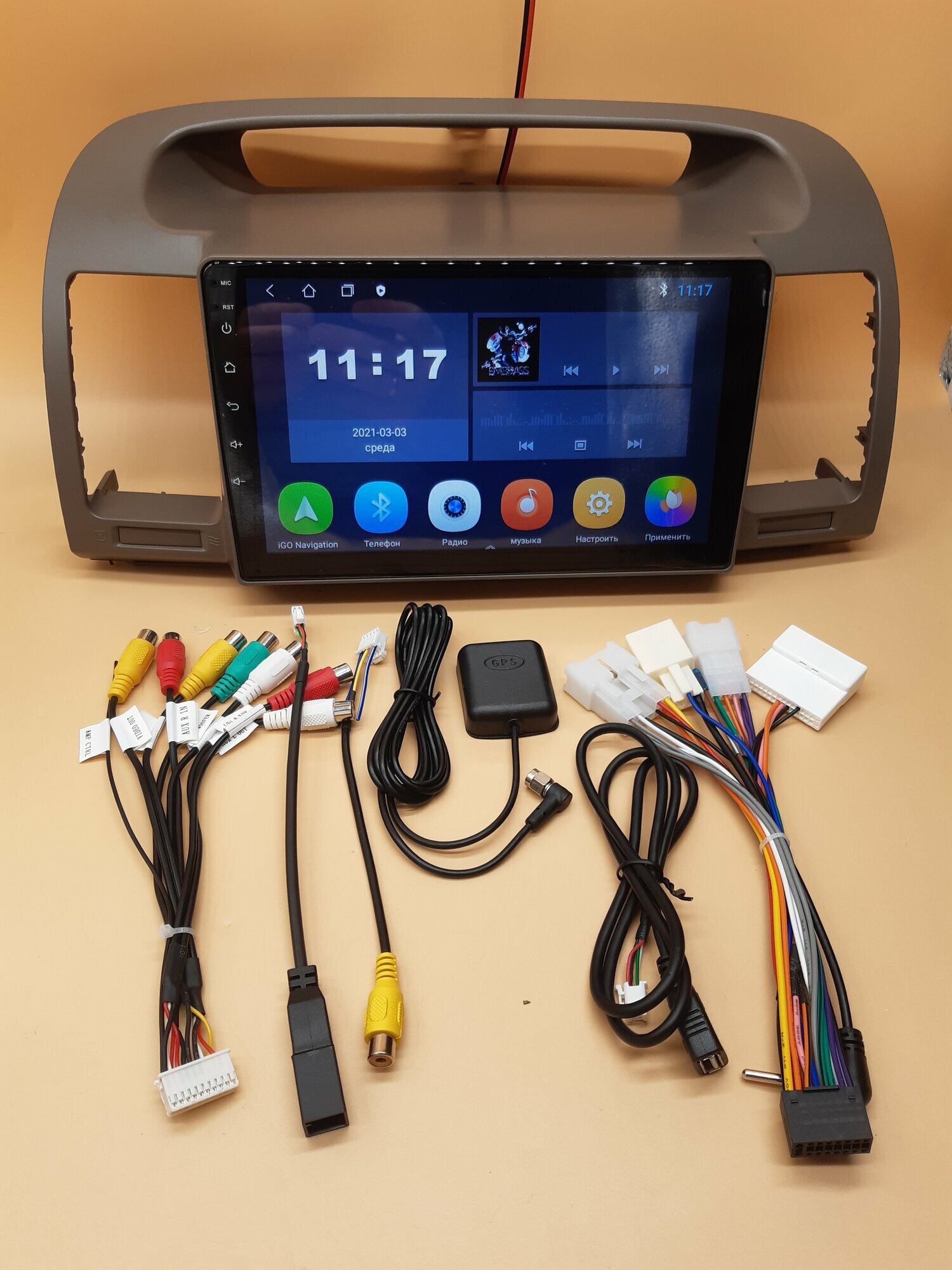 Магнитола андроид, QLED экран 9', WiFi, GPS, USB, Блютуз, для Тойота Камри (Toyota Camry-30) 2001-06г