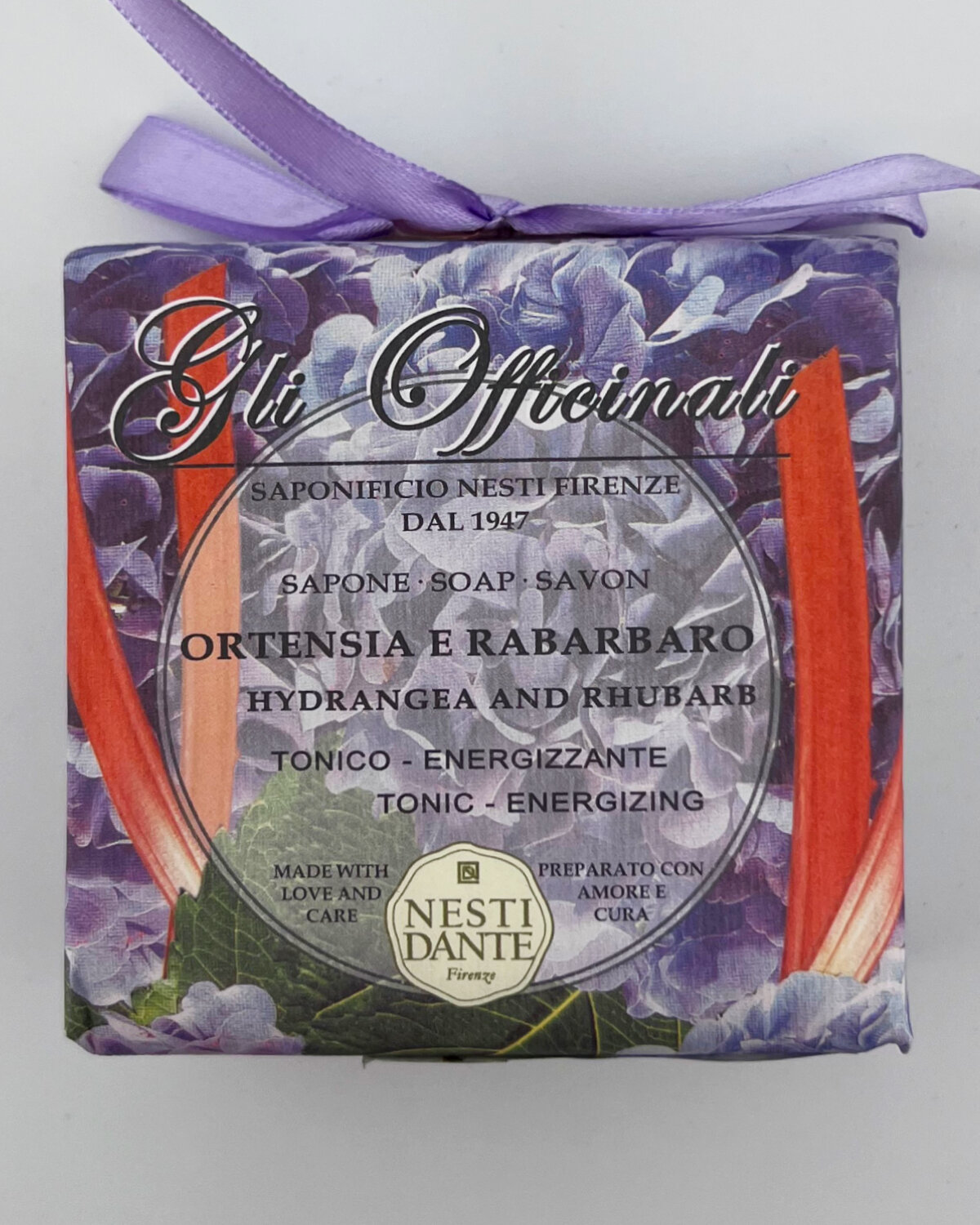Мыло кусковое Nesti Dante Gli Officinali Ortensia e Rabarbaro (Гортензия и ревень) 200г