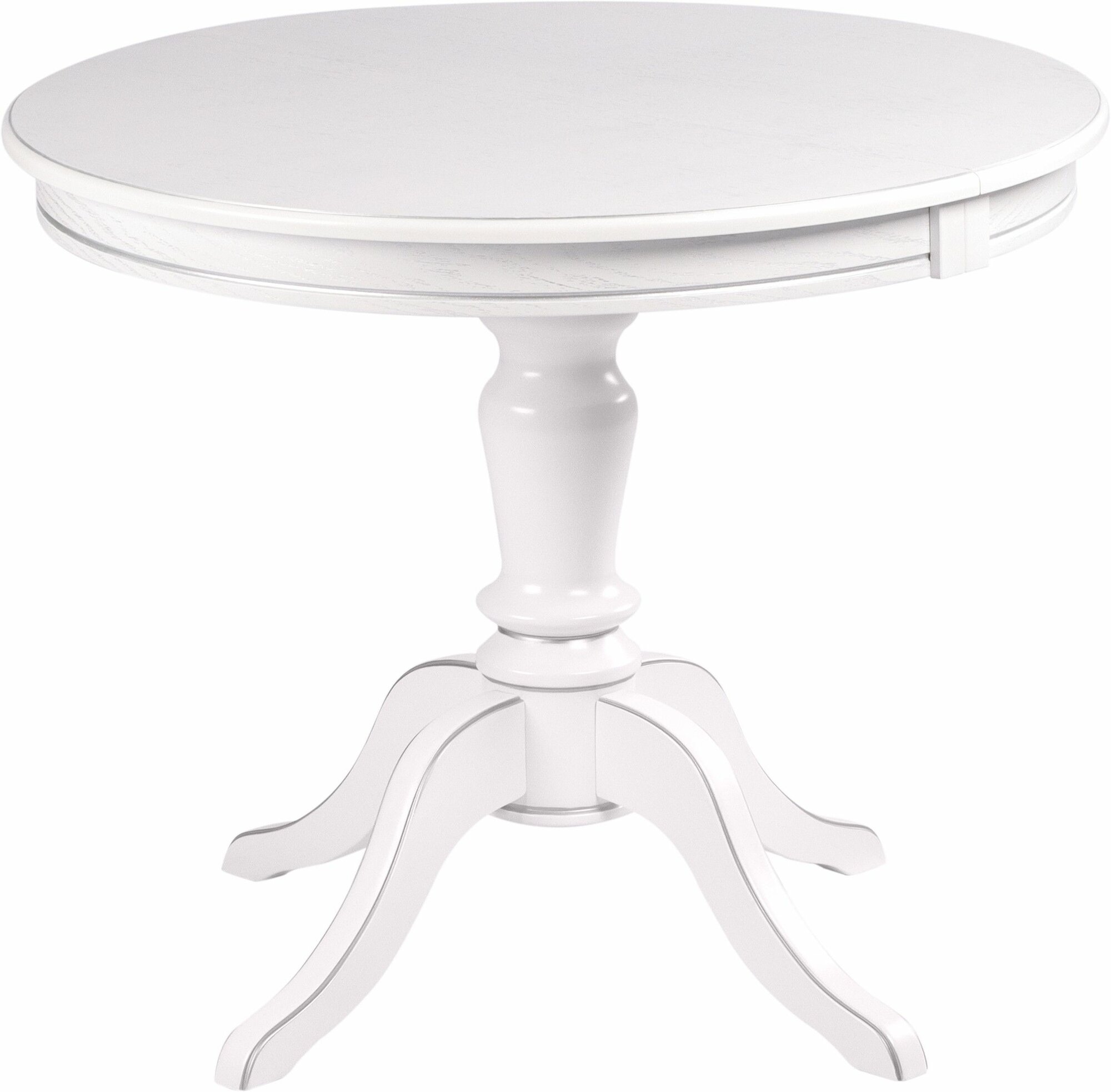 Ambe Стол кухонный обеденный деревянный раздвижной Элат 90(130)х90 Белый с серебряной патиной