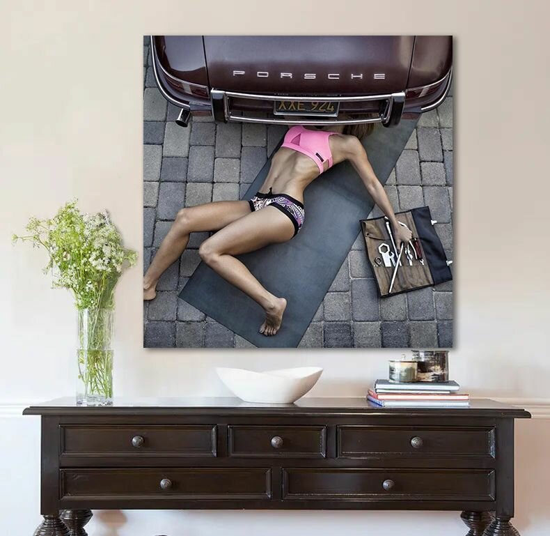 Картина "Ретро автомобиль", на холсте, на деревянном подрамнике, 40x40 см