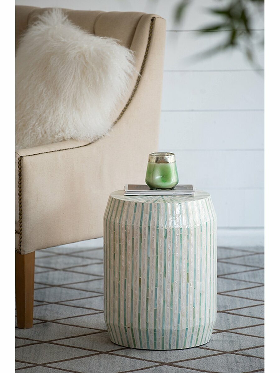 46960 Столик акцентный из раковин устриц 35x35x45см, МДФ, раковины устриц, Glasar