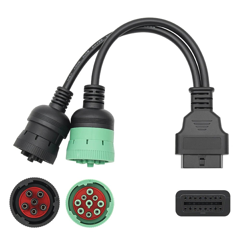 Инструмент диагностики грузовиков OBD2 16-контактный кабель SAE J1708 CAN J1939 Разъем OBD к OBD2 6-контактный 9-контактный для Cummins для Deutsch Truck