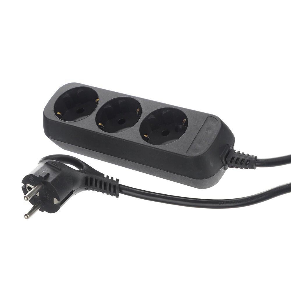 Удлинитель EVERSON 3 гнезда с заземлением 3500 Вт черный 5 м