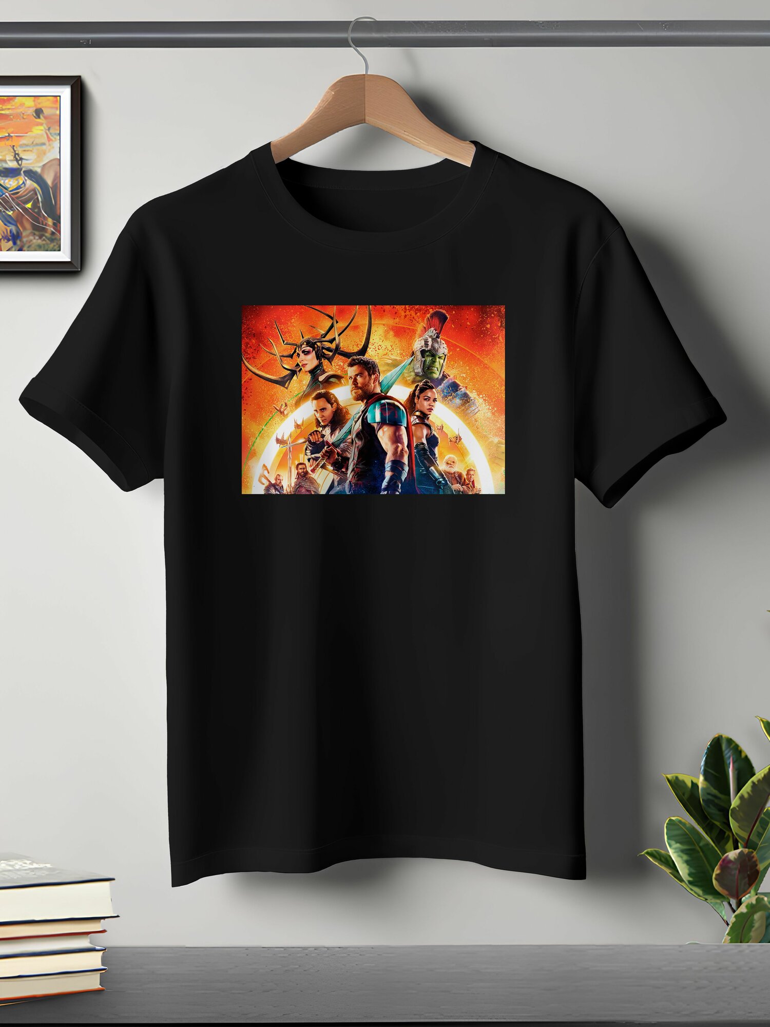 Футболка ONEQ унисекс 50-52 (XL) размер с принтом Тор, черная