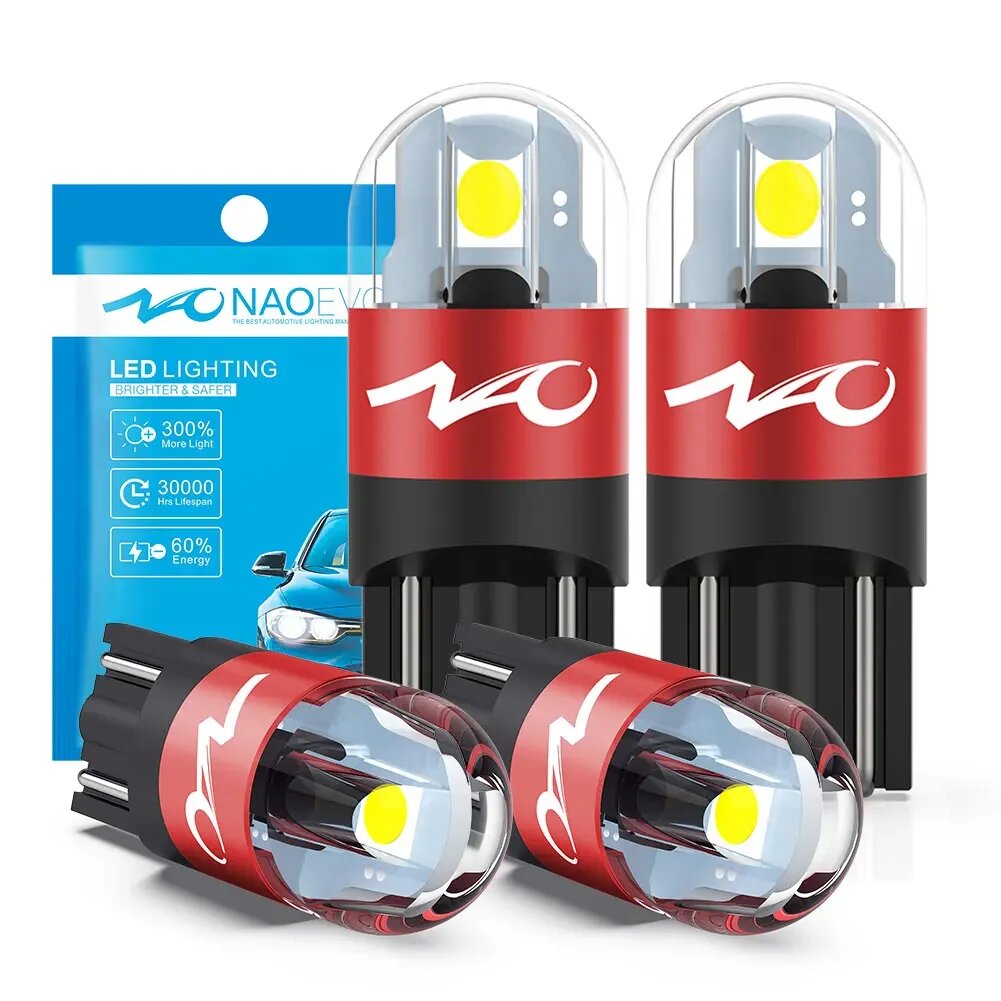 2шт. NAO W5W T10 янтарный светодиодный автосвет 12V 24V