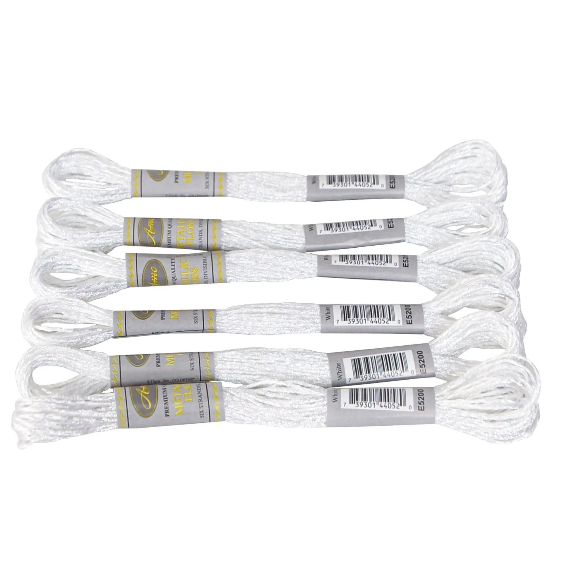 Металлическая нить для вышивки Pemiunm 6 шт. Белый, Snow White