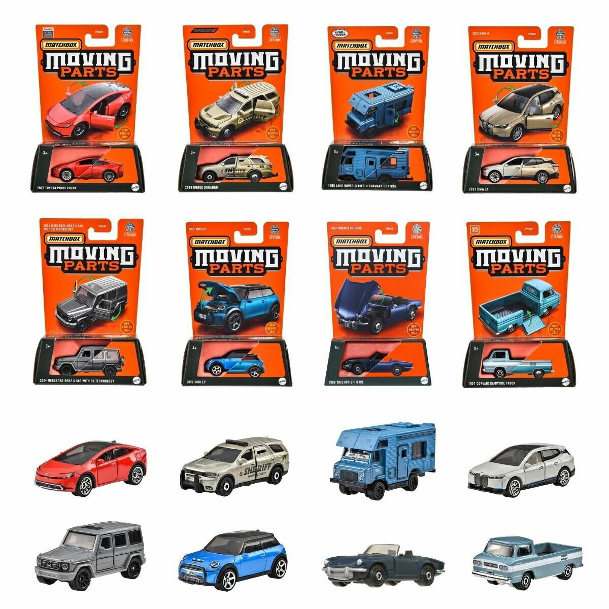 Машинка Mattel Matchbox-Moving Parts FWD28,8 шт. в комплекте