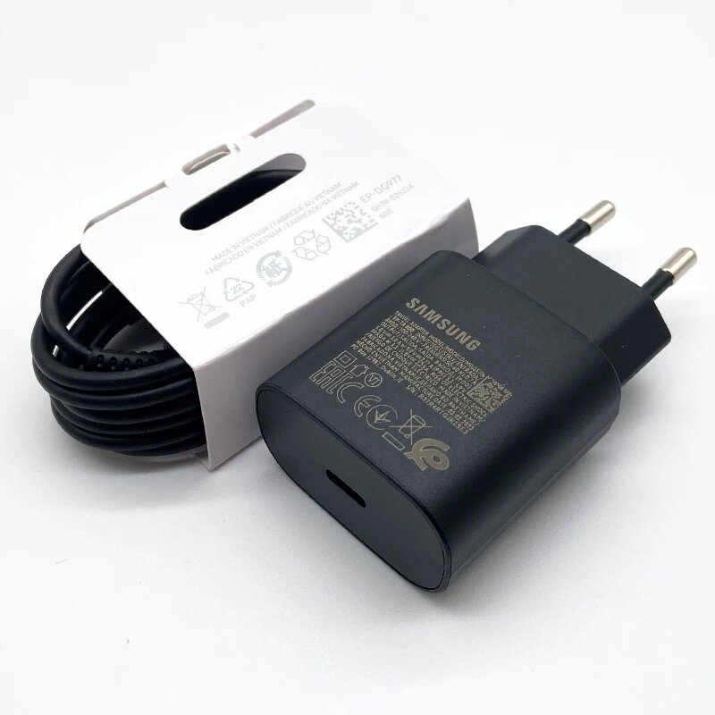 Samsung A54 Usb Type C 25 Вт Супер быстрая зарядка Зарядное устройство PD EU Black Adapter Cable