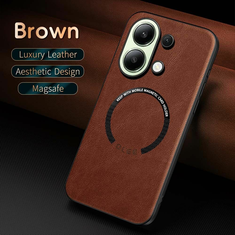 Чехол на Xiaomi Redmi Note 13 4G / Редми Нот 13 4G Роскошная кожа magsafe противоударный с защитой камеры