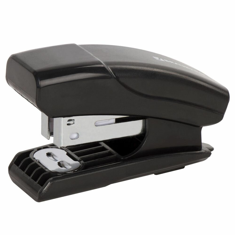 Степлер №24/6, 26/6 мини BRAUBERG "Black Jack", до 18 листов, антистеплер, черный