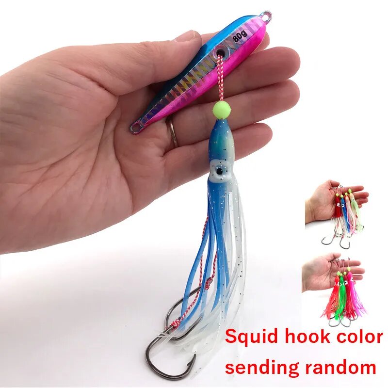 60г Jig Head Lure Синий с кальмаром