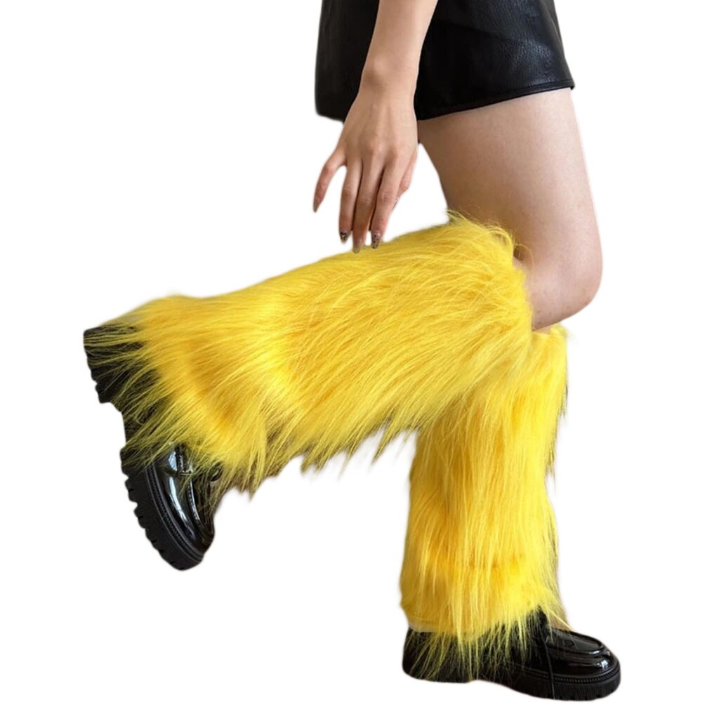 Красочные толстые пушистые гетры для ног, носки без носков, плюшевые меховые гетры в стиле харадзюку в стиле панк, женские уютные зимние ботфорты