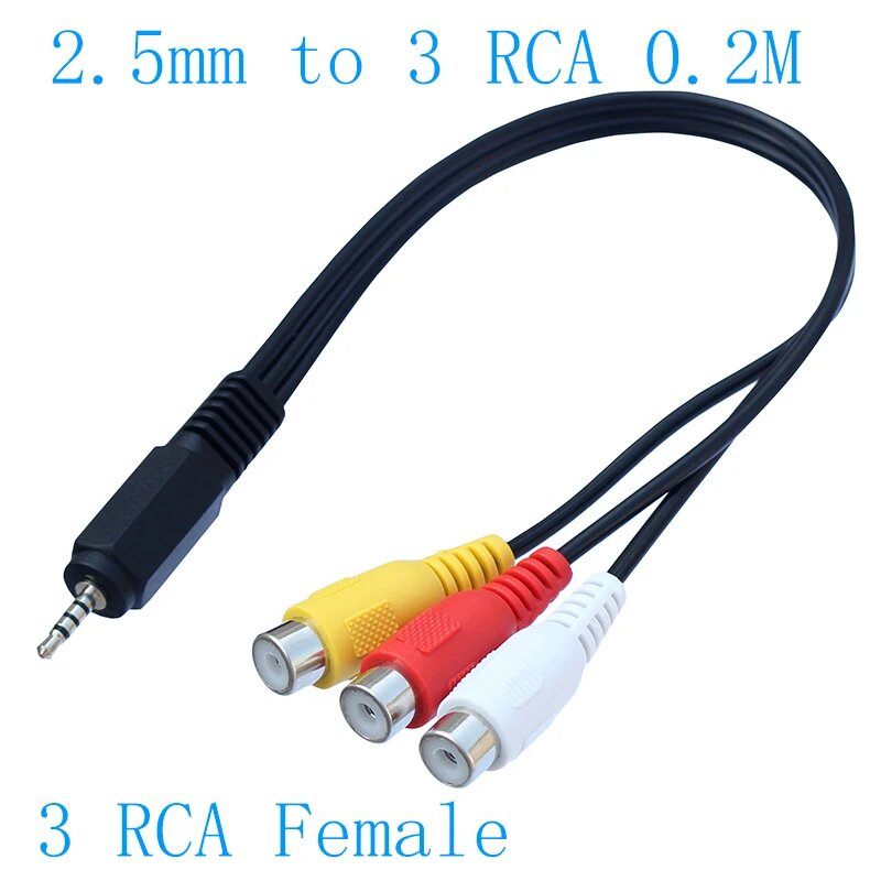 2.5 мм - 3 RCA кабель, 0.2 м