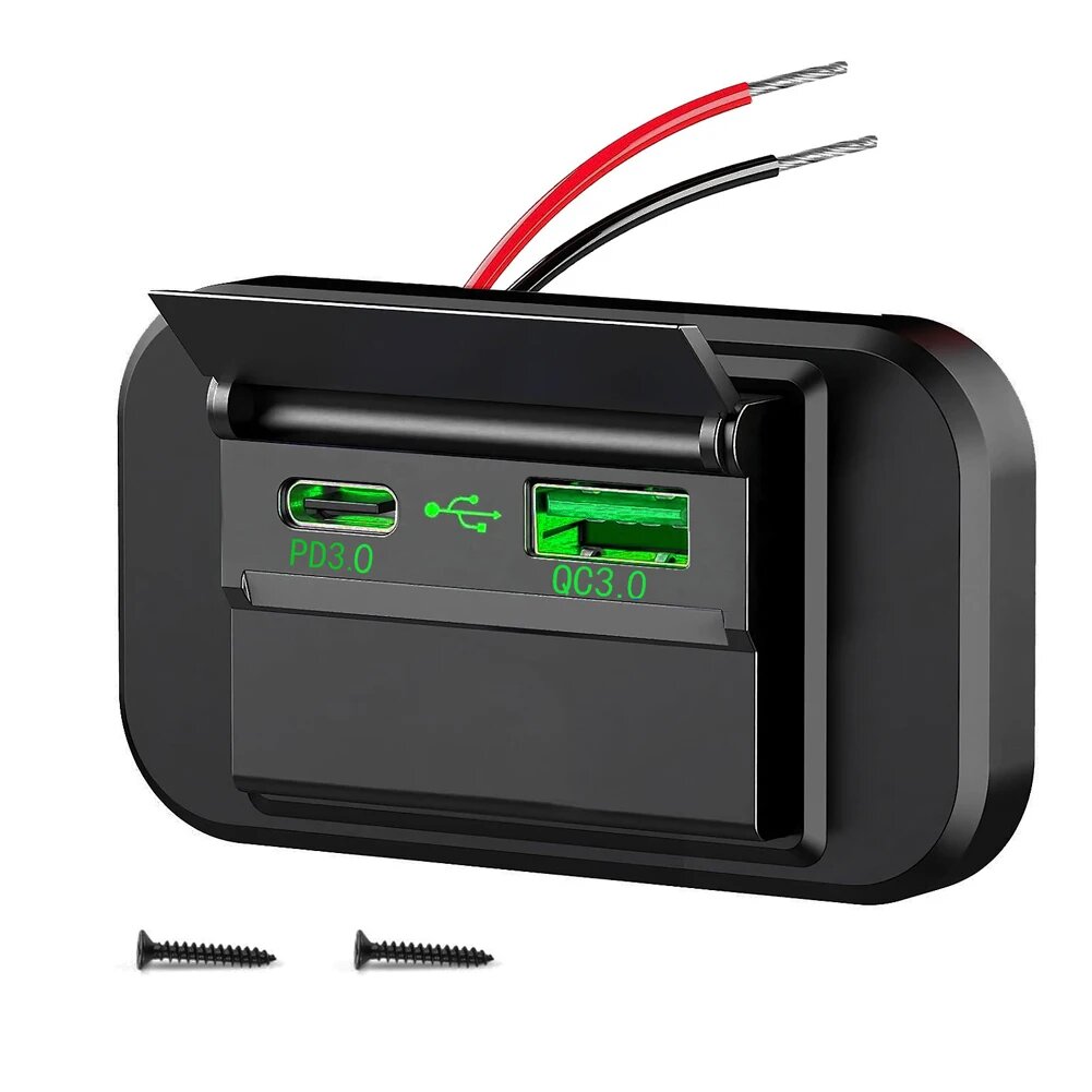 Быстрая зарядка PD Type C, два USB-порта, автомобильное зарядное устройство, адаптер 12 В/24 В, USB-панель питания с переключателем для морских мотоциклов