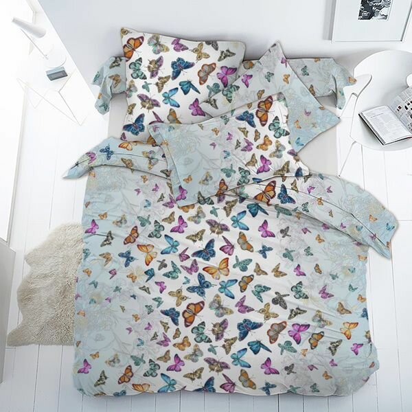 Постельное бельё бязь 1,5 спальное - М - 142 ГОСТ - Калейдоскоп Бабочек с наволочками 50х70