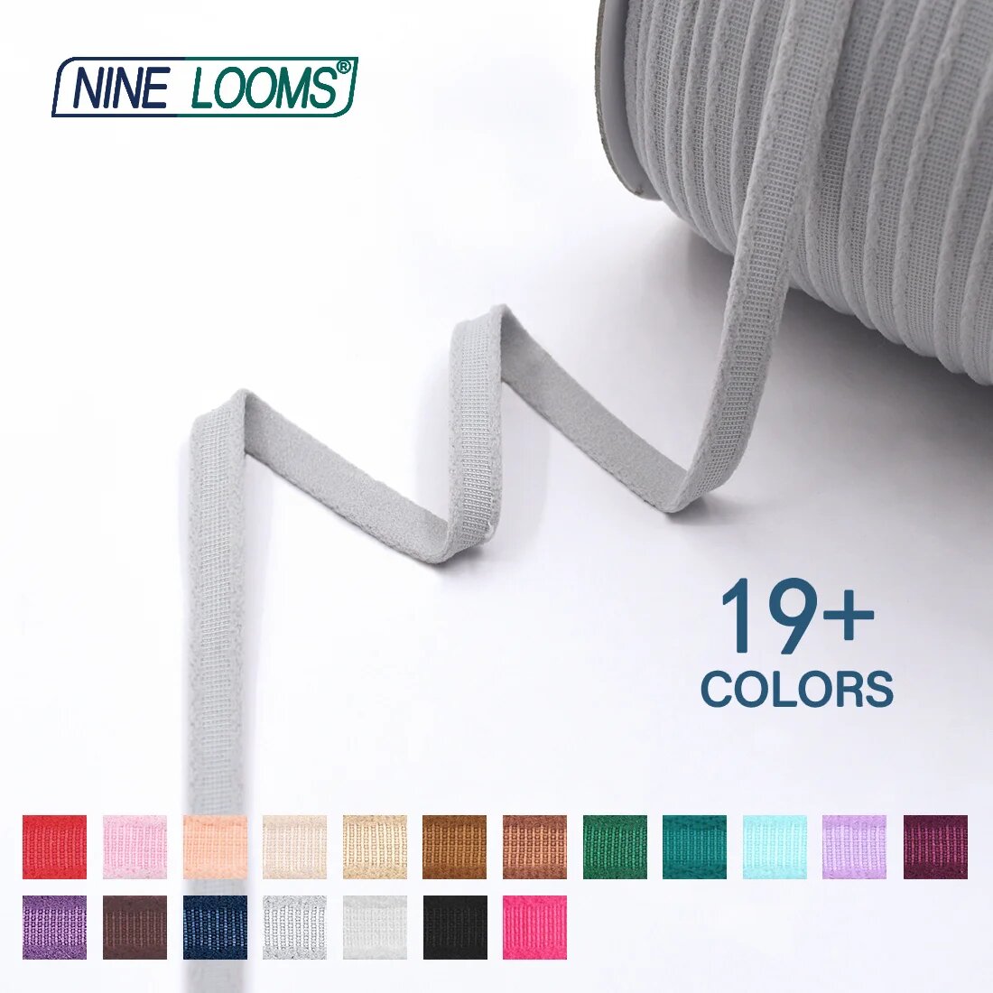 NINE LOOMS Эластичные ленты для бюстгальтера Silver Grey, 2 Yards