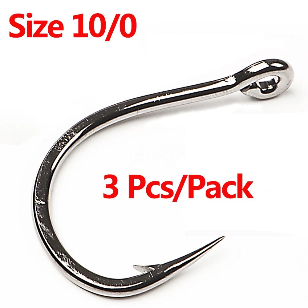 Mustad 10827NP-BN 3X Strong #1-12/0 крючки для морской рыбалки Size 10-0 New