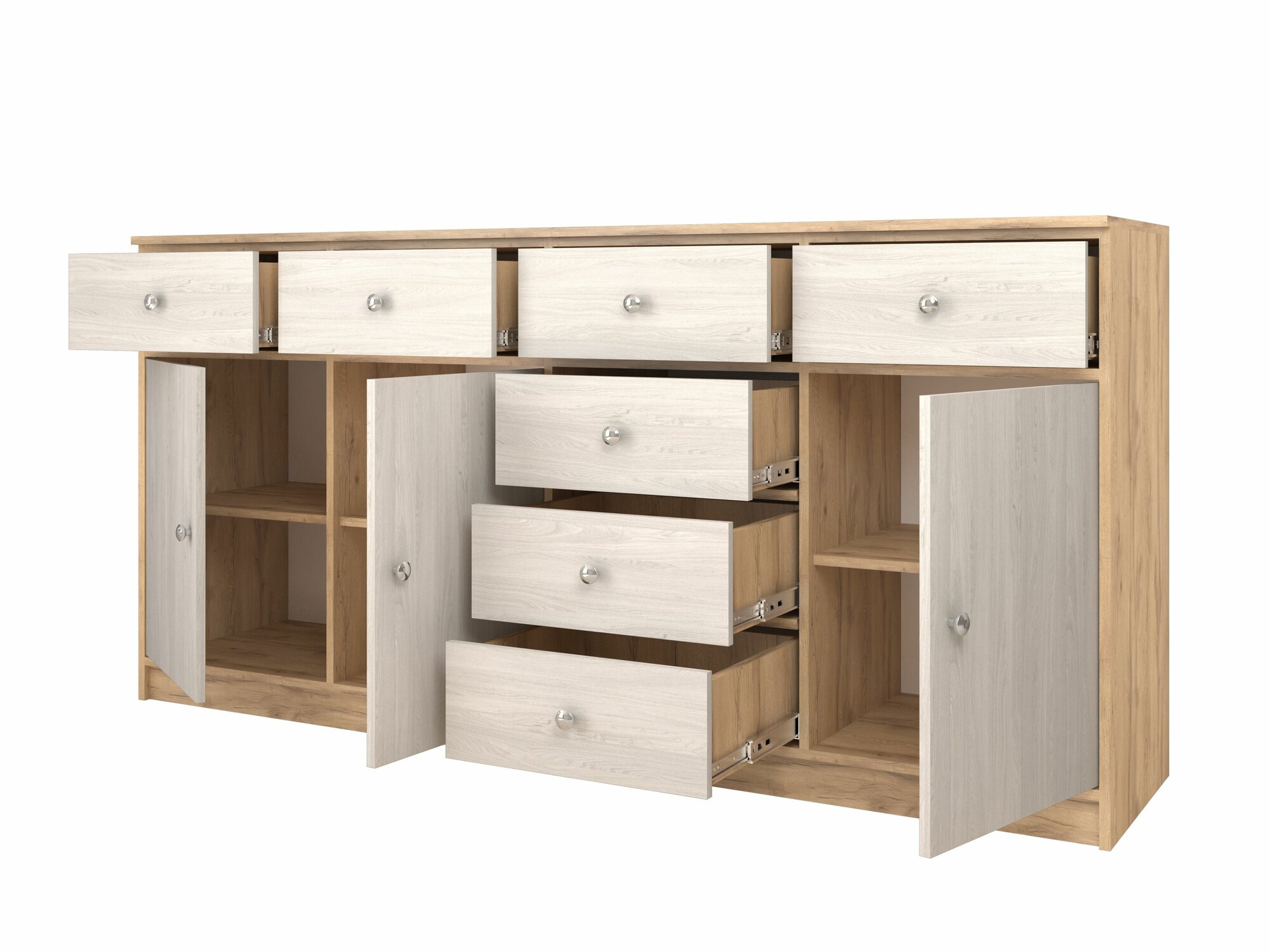 Комод МногоМеб Мираж 3.7 ЛДСП 189х46х92 дуб золотистый/анкор светлый