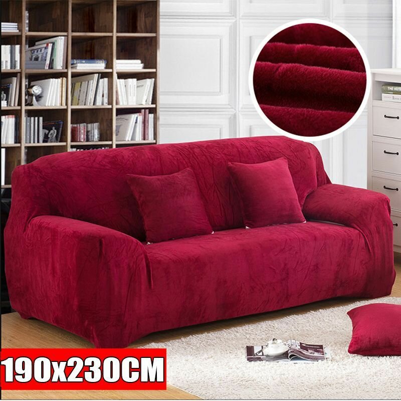 Эластичный чехол на 3-местный диван, толстый плюшевый материал, не включая чехол для подушки, светло-серый