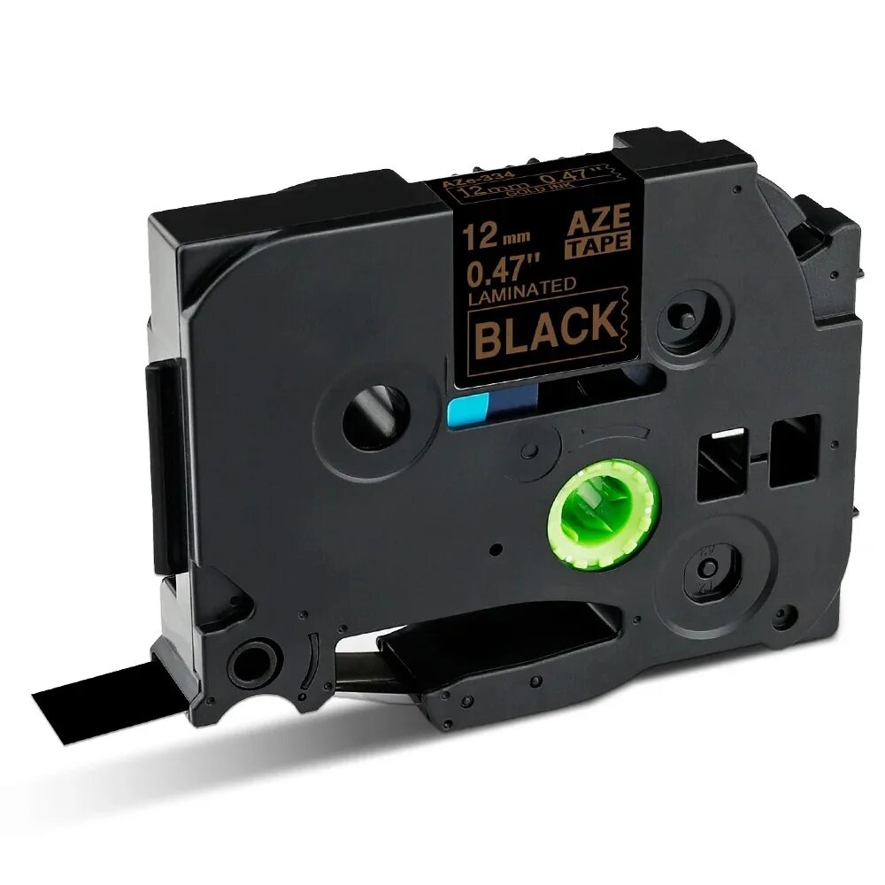 Лента для принтера этикеток Aken 12 мм, Gold on Black, 8 м