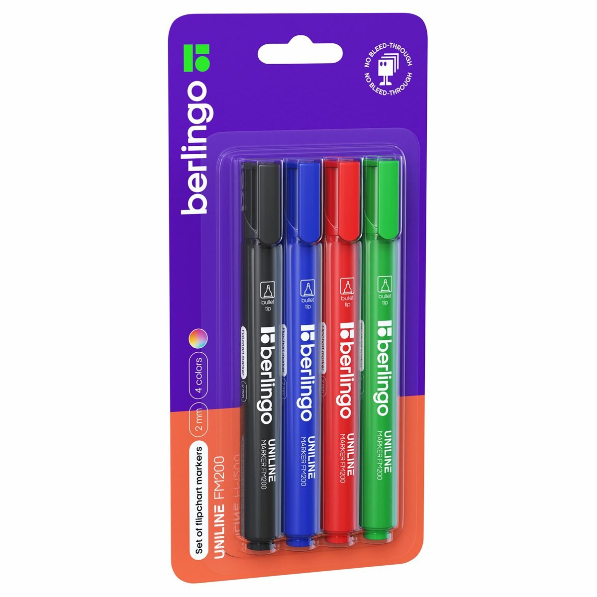 Набор маркеров для флипчартов Berlingo (круглый наконечник, 2мм, 4 цвета) 4шт. (BMf_42209), 12 уп.