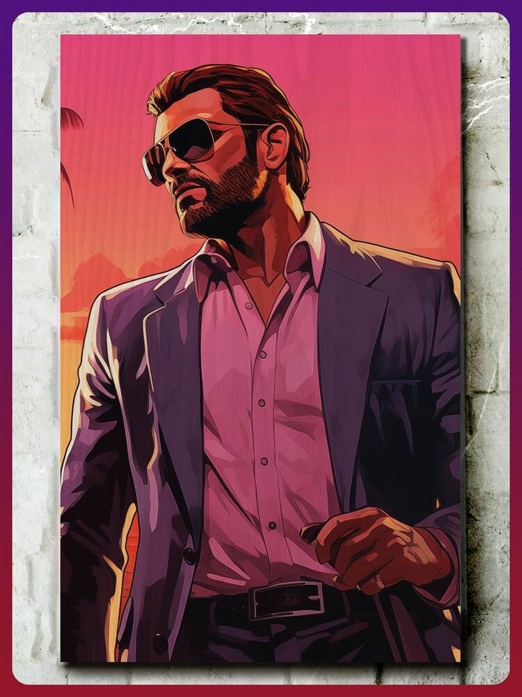 Картина интерьерная на дереве Игры GTA (ГТА, action adventure, grant theft auto, PS, Xbox, PC, Switch) - 624132