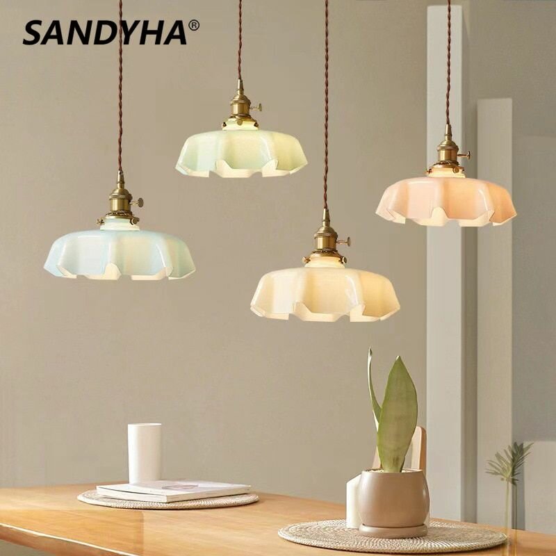 Старинная Кремовая Люстра. Стеклянные Светодиодные Фонари С Креативным Дизайном. Подходит Для Спальни, Столовой.