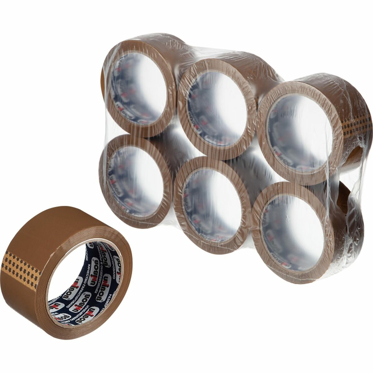 Клейкая лента (скотч) упаковочная Unibob 700 (48мм x 66м, 47мкм, коричневая) набор 36шт.