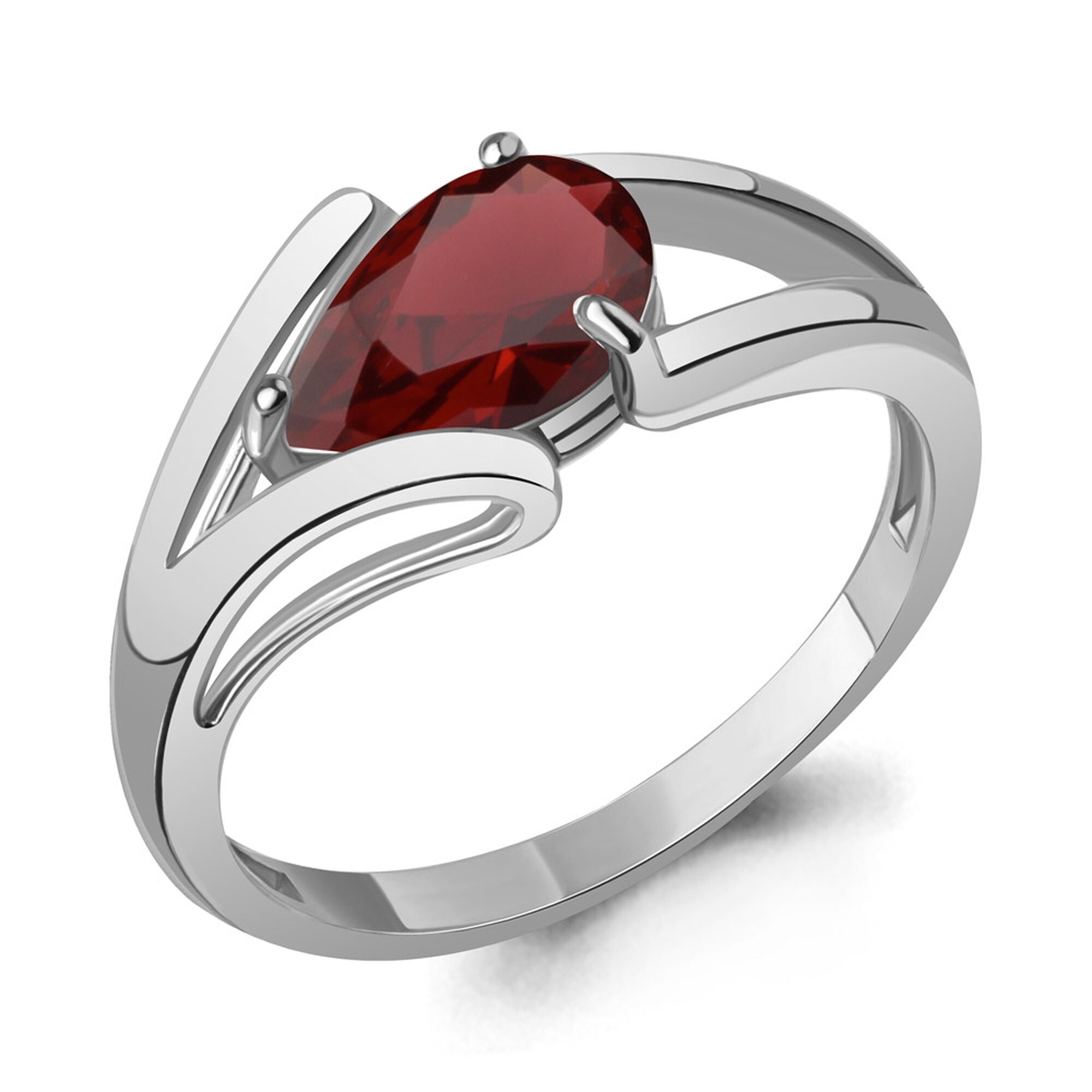 Кольцо, серебро, 925 проба, родирование, гранат