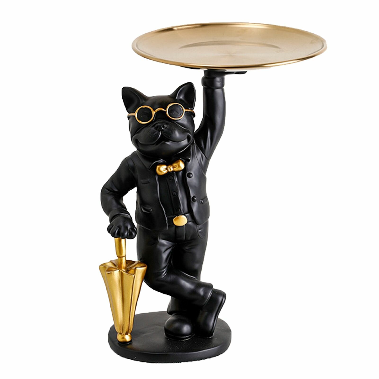 Лоток для ключей в виде смоляного бульдога черный, для прихожей или офиса,