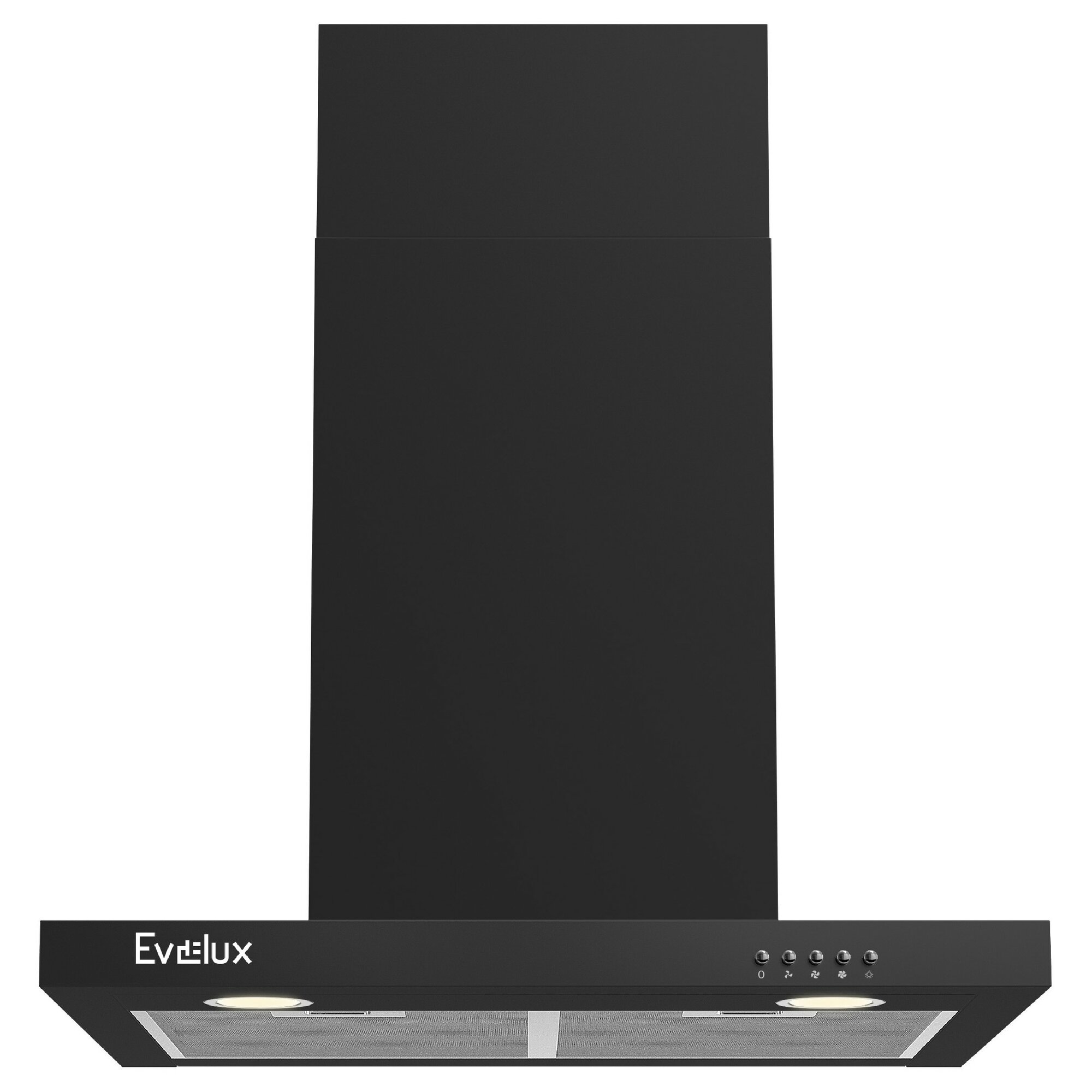 Т-образная вытяжка Evelux Ingrid 60 B ширина 60 см, роизводительность 750 м3/ч, 3 скорости, черная