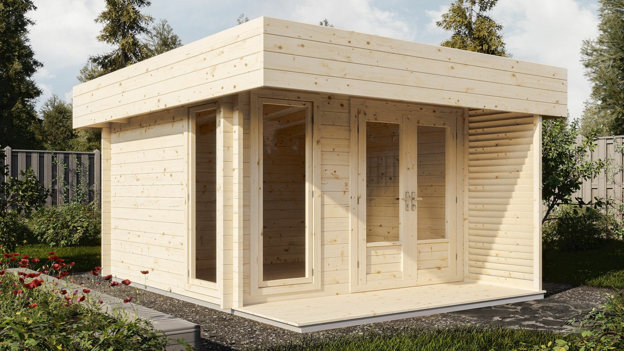 Садовый дом из массива сосны 4х3 м, площадью 10.3 кв. м.