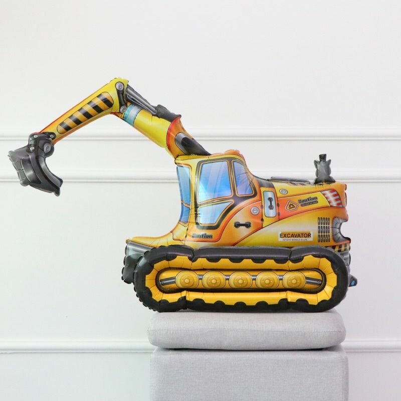 Воздушный шар Meizhihai 3D "Экскаватор" 68х45х55 см с аксессуарами, фольгированный, 102 см, градиент