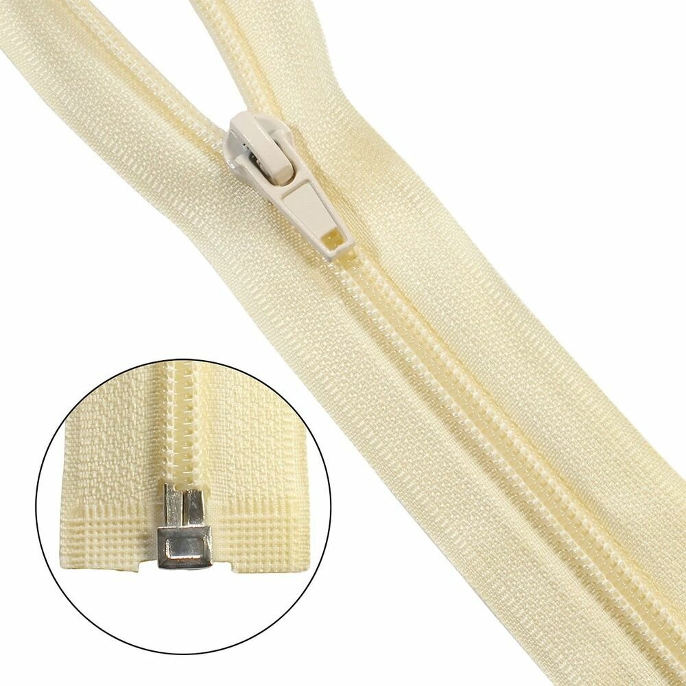 Молния айрис витая т5 1 замок 45 см 571 молочный, 10 шт