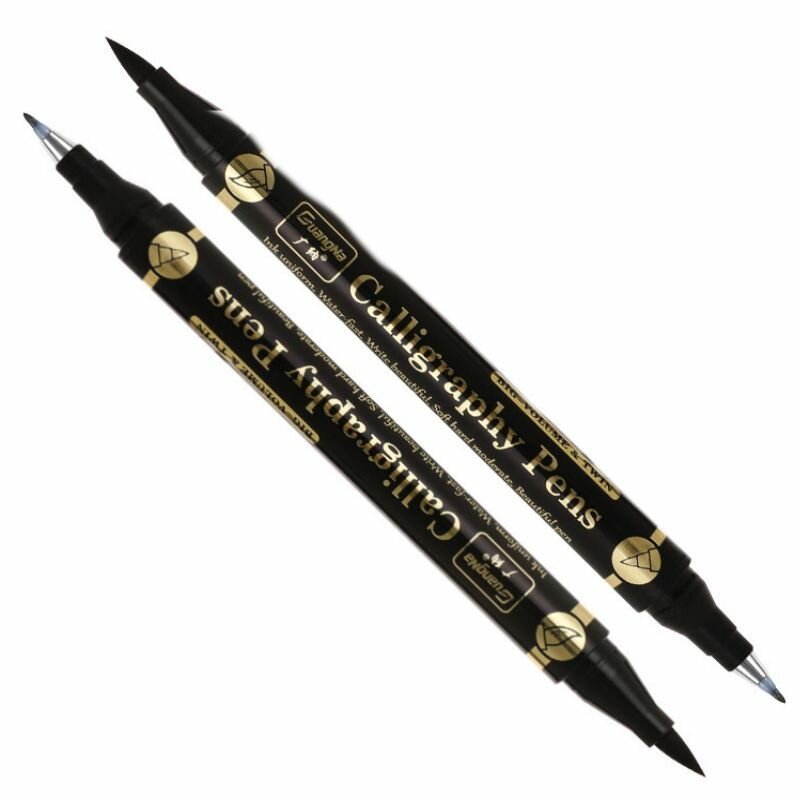 Набор ручек Капиллярная, Кисть, толщина линии: 0.4 мм, цвет: Черный, 2 шт.