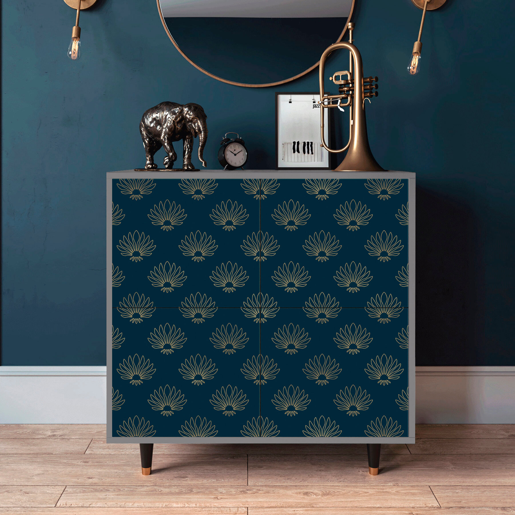 Комод - STORYZ - BS3 Blue Lotus, Размер - 94 x 96 x 48 см, Цвет корпуса - Серый