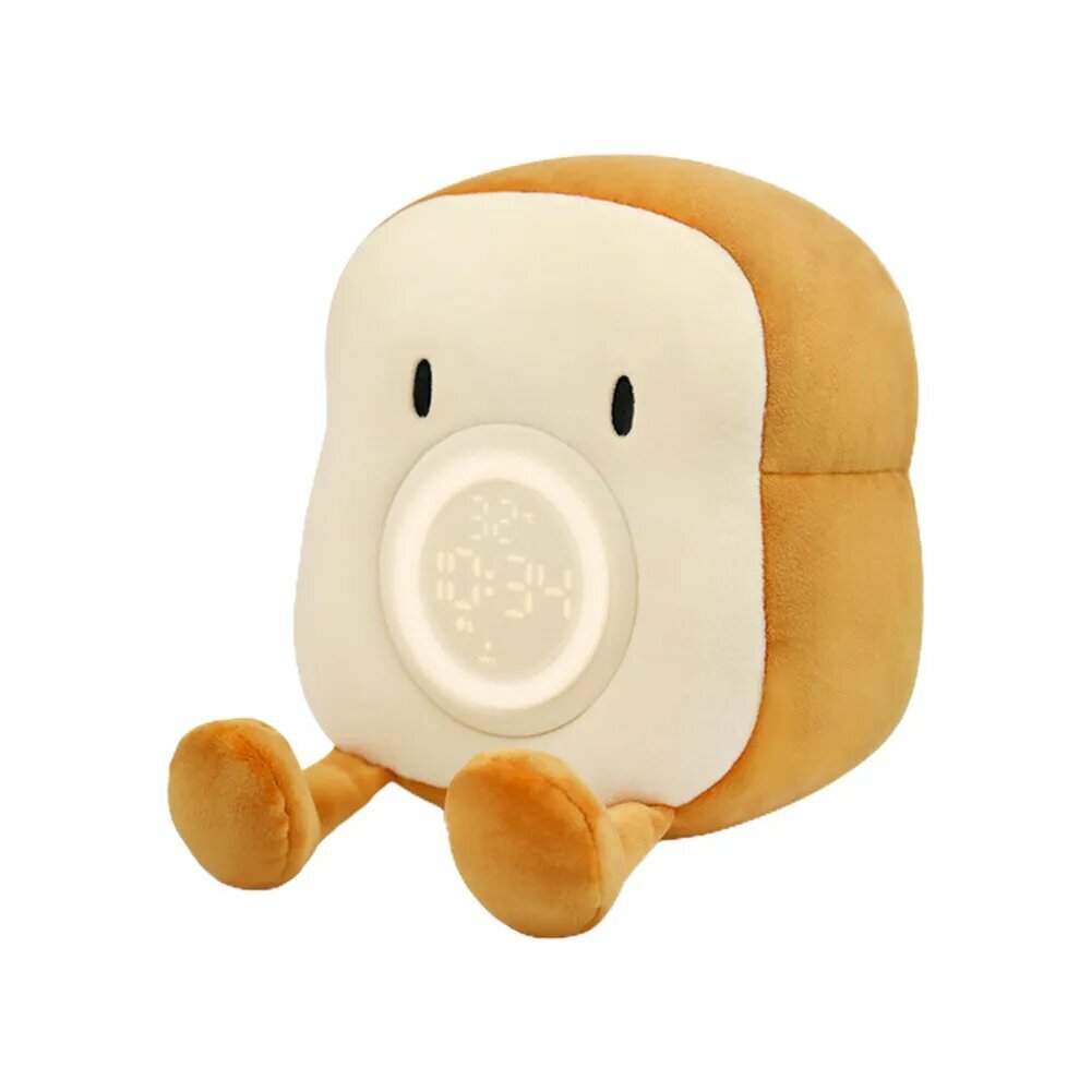 Мультяшный плюшевый тост-будильник для креативных светодиодных цифровых детских настольных электронных часов с функцией вибрации