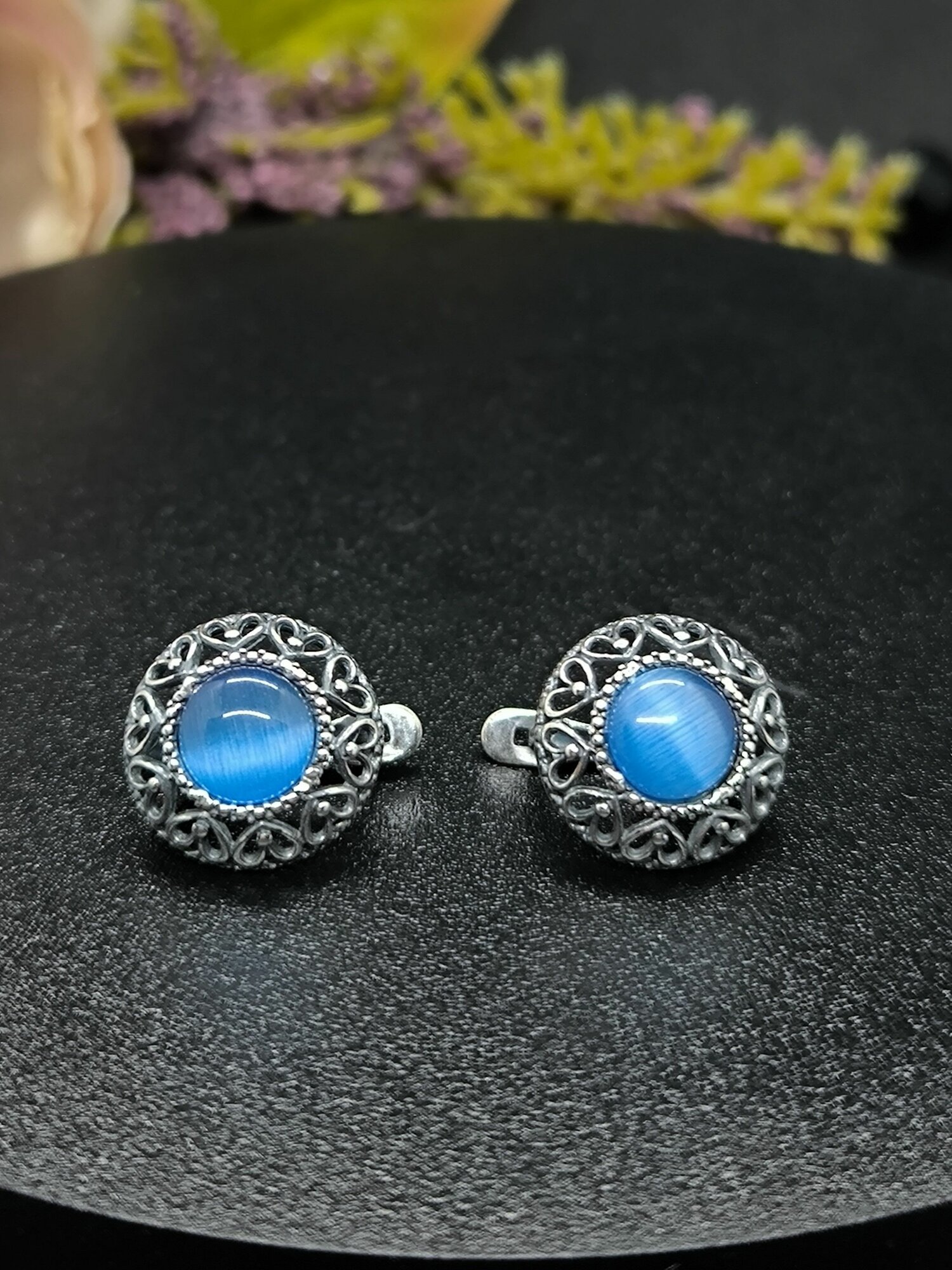 Серьги, искусственный камень, кошачий глаз