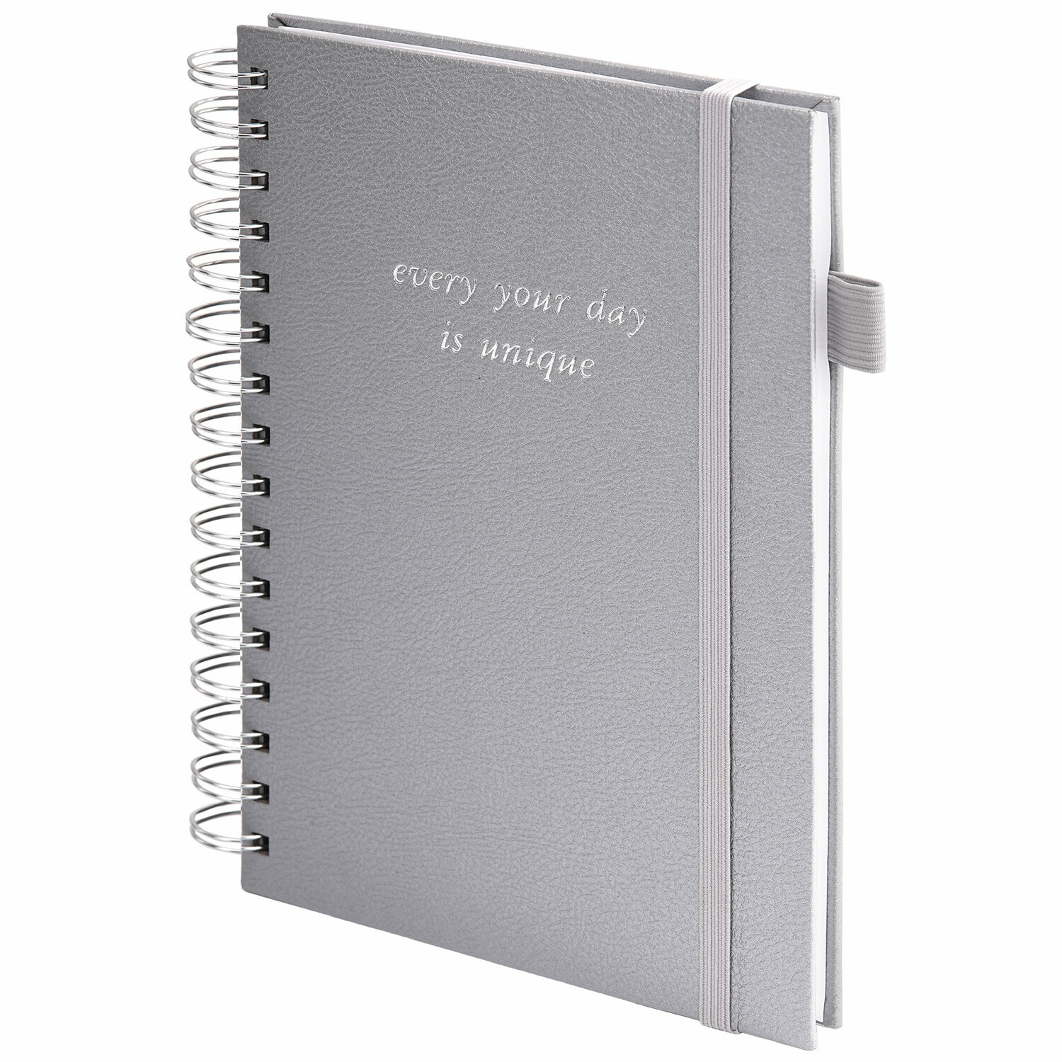 Brauberg Бизнес-тетрадь на гребне А5 Calipso под кожу, резинка, клетка 80 л серая 116253