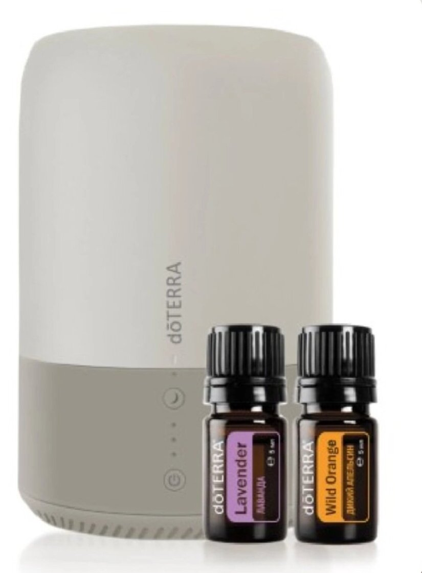 Набор для ароматерапии. Увлажнитель воздуха DoTERRA Dawn Aroma с Эфирным маслом Лаванда 5 мл + Дикий апельсин 5 мл