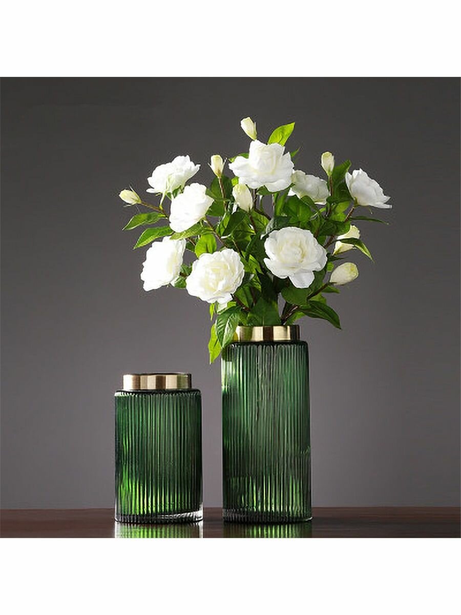 Ваза декоративная интерьерная стеклянная Лира,26, зеленый