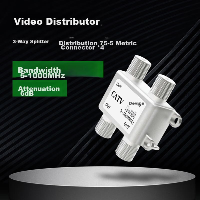 Haile Video Distributor, 1-To Cable TV Signal Splitter, 306 Splitter 5-1000MHz, Metric F Connector, FP-3G with Connector