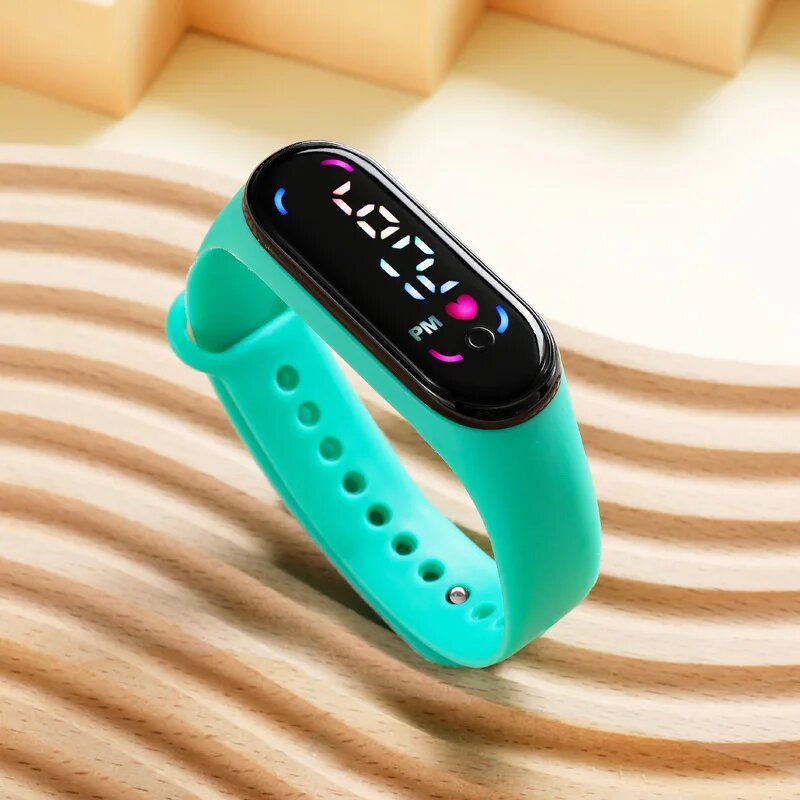 Новые светодиодные умные часы, детские модные уличные водонепроницаемые спортивные часы с сенсорным экраном, цифровые часы, силиконовый ремешок для часов